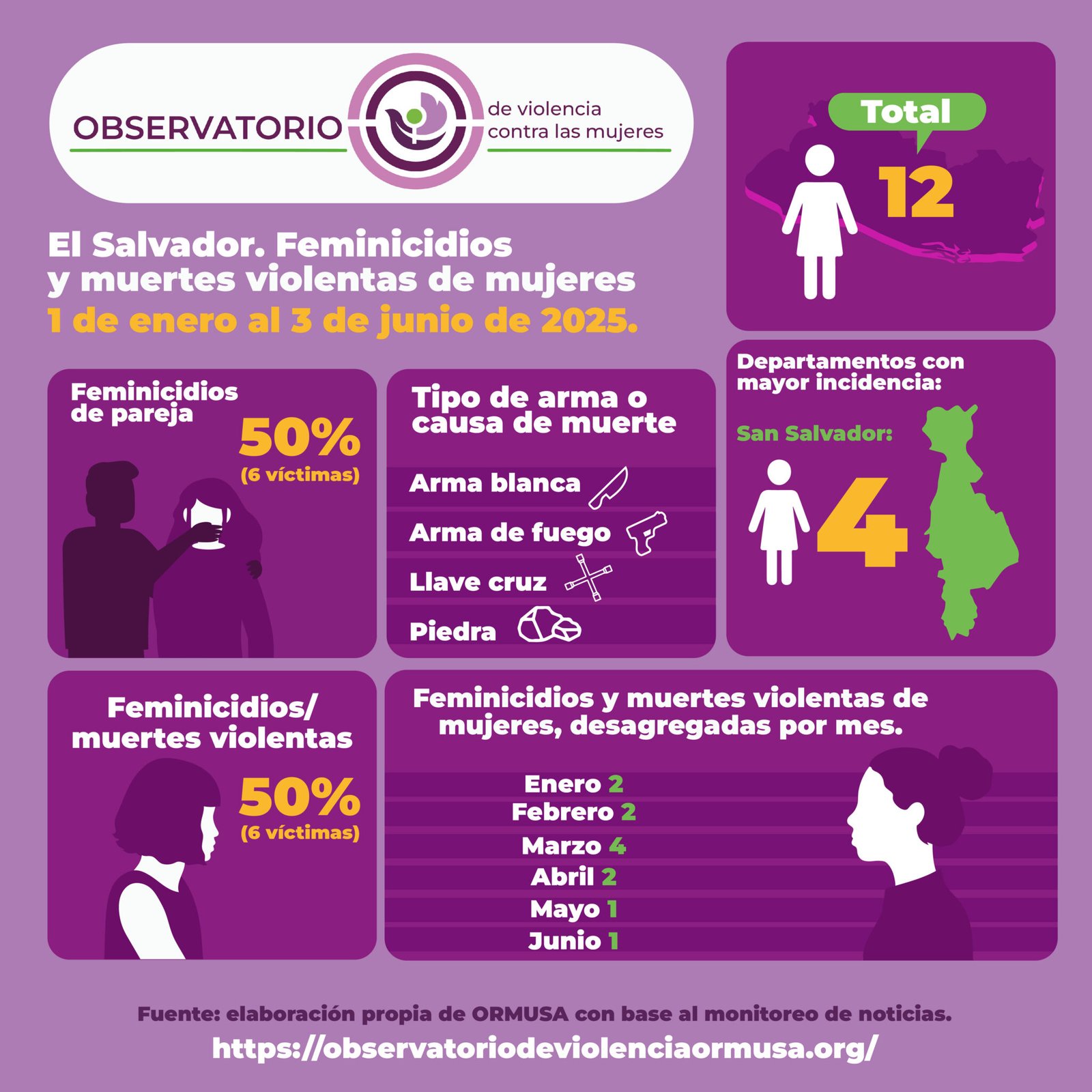 Feminicidios del 1 de enero al 3 de junio 2025 | Observatorio de ...